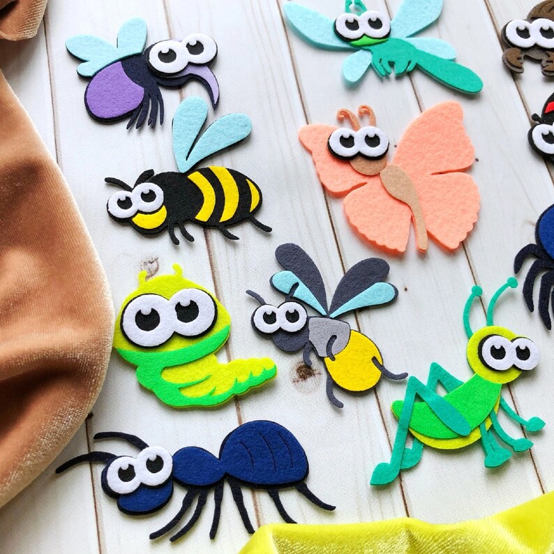INSECTS, Laser Cut Parts,felt Board Pattern, Felt Needlework Set, Felt ...