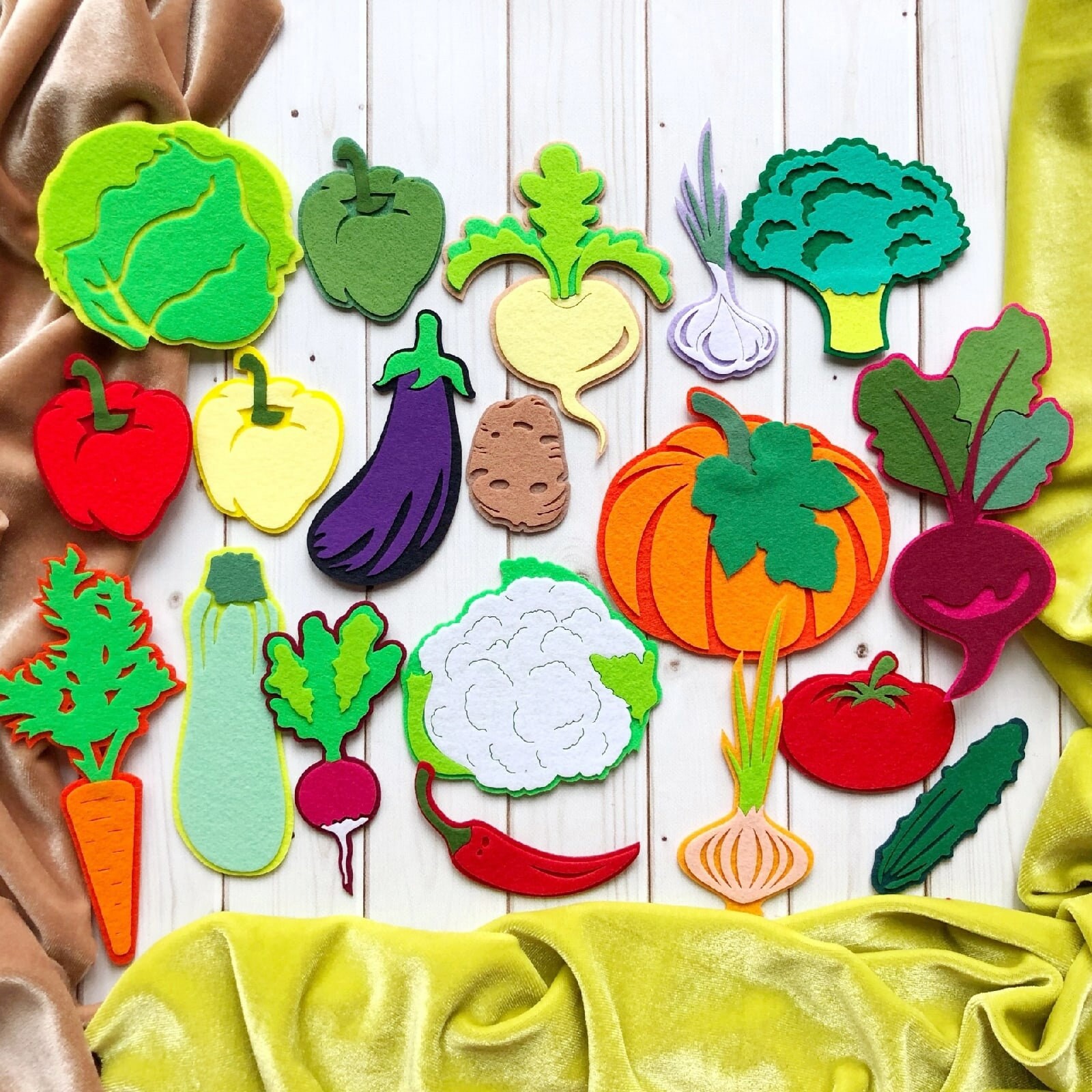 VEGETABLES Set, Laser Cut Parts, Felt Board Pattern, Felt Needlework ...