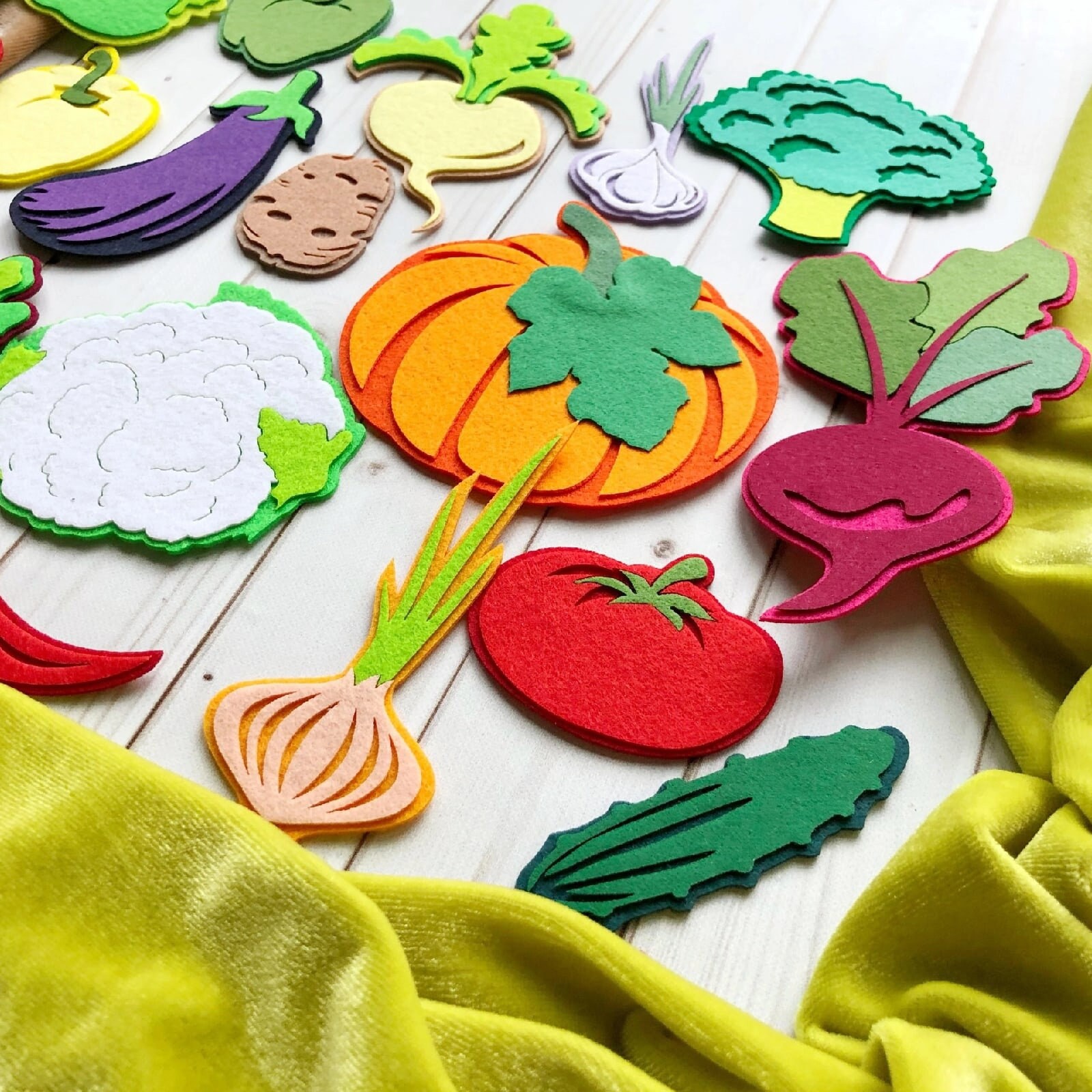VEGETABLES Set, Laser Cut Parts, Felt Board Pattern, Felt Needlework ...