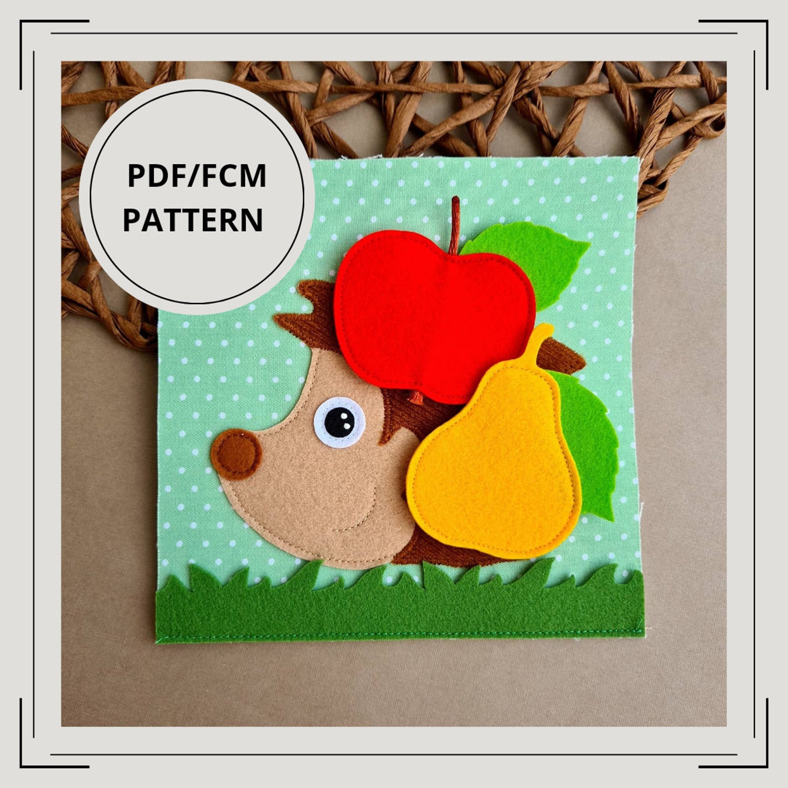 Quiet Book Pattern PDF, Page Pattern Hedgehog Carries Fruit in PDF ...