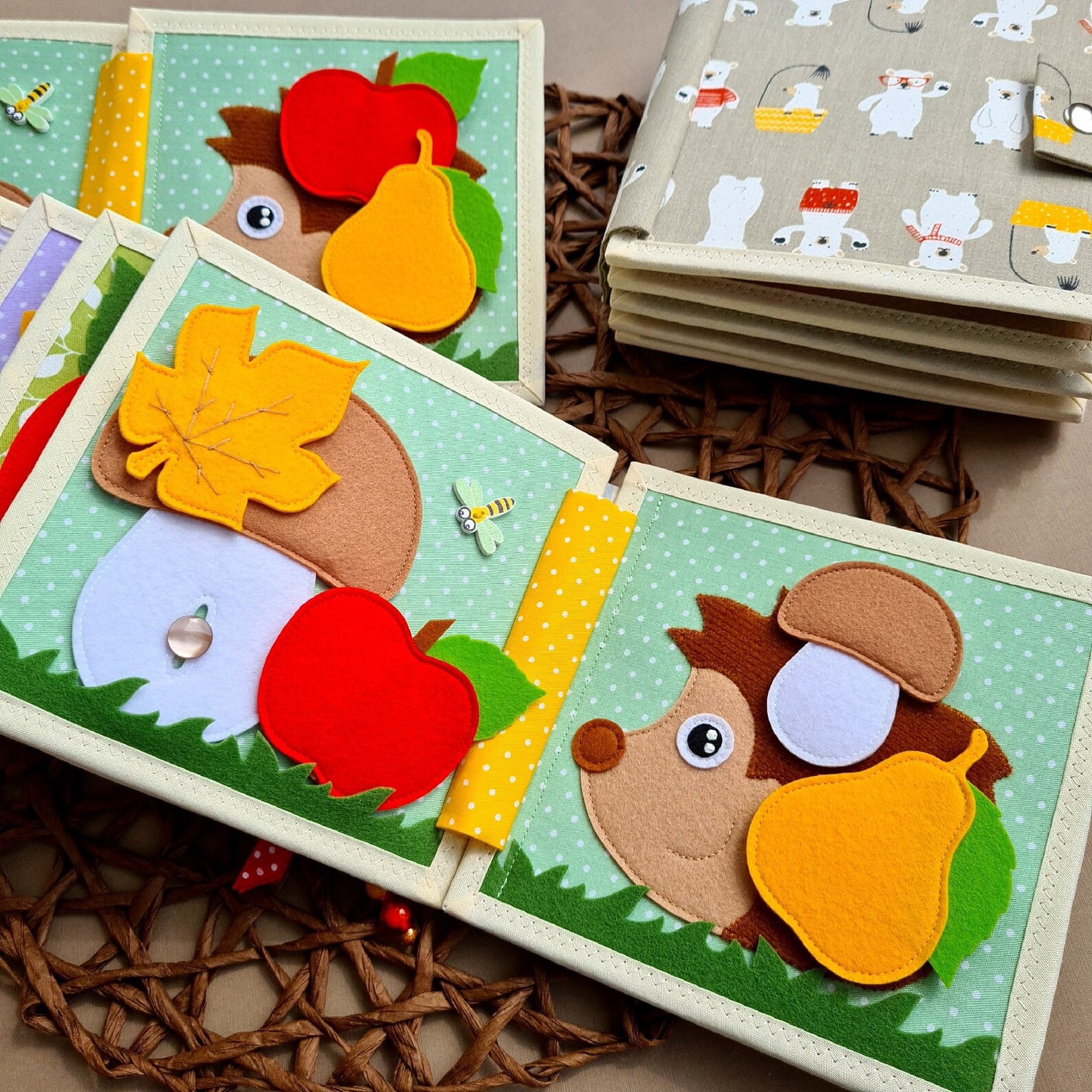 Quiet Book Pattern PDF, Page Pattern Hedgehog Carries Fruit in PDF ...