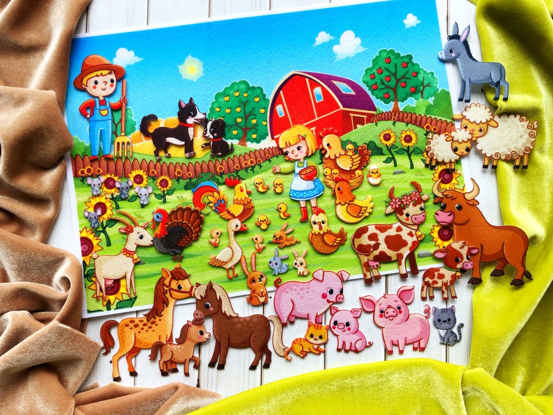 Educational Tablet, Farm Animals Set, Felt Story, Tactile Book, Sensory ...