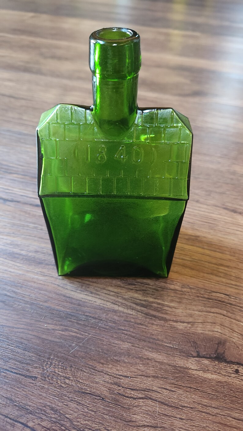EC Booz's Old Cabin Whiskey Green Glass Bottle - Etsy