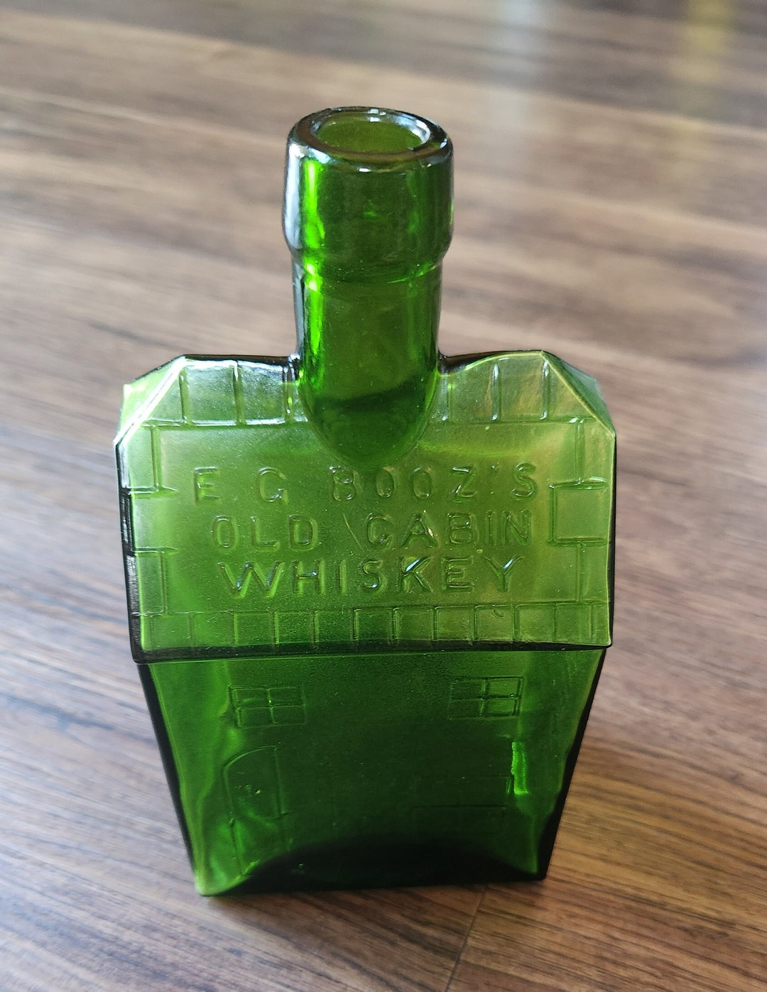EC Booz's Old Cabin Whiskey Green Glass Bottle - Etsy