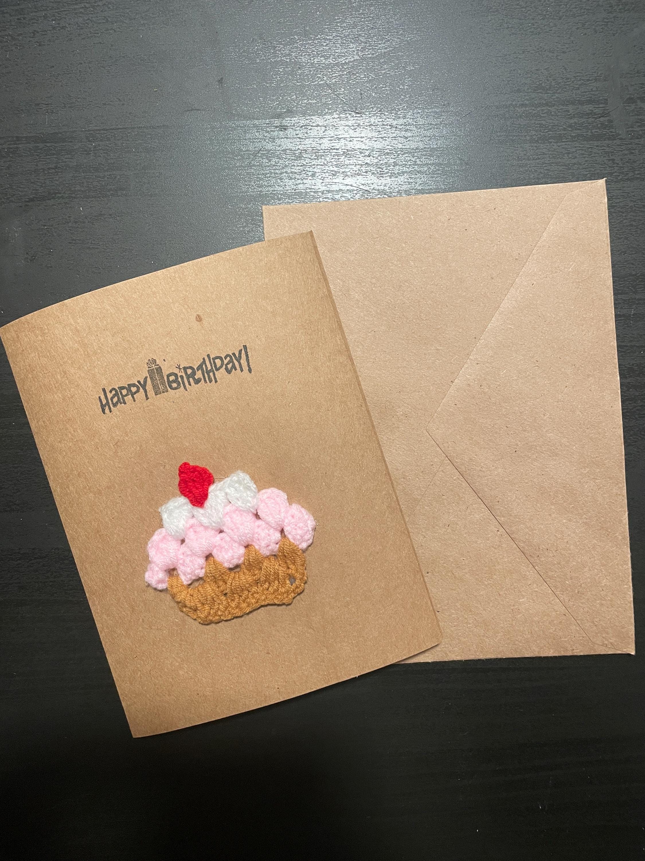 Handmade Crochet Greeting Card Handmade Birthday Card Gift Card Gift ...