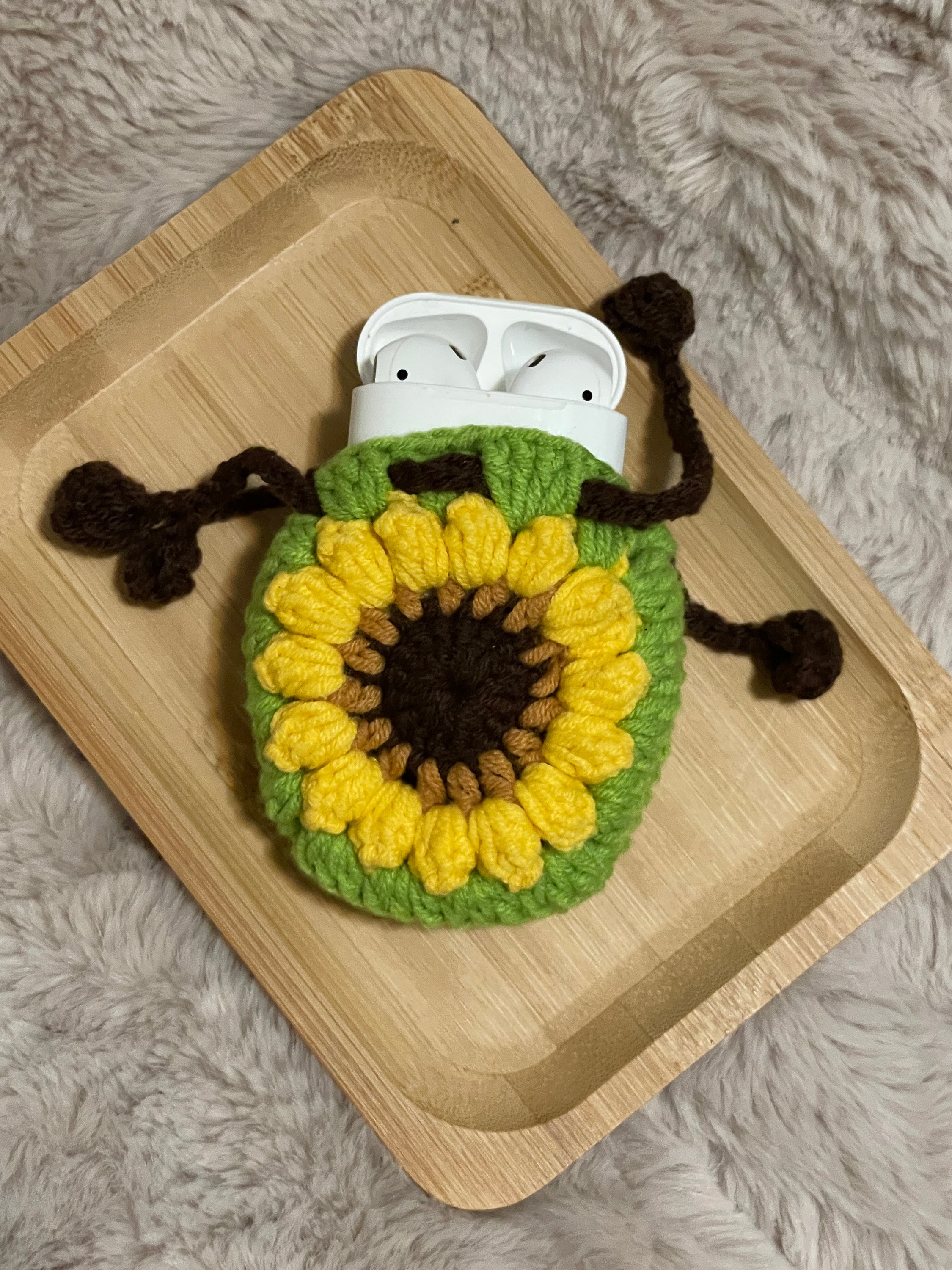 Handmade Crochet Sunflower Pattern Pouch/airpod Case - Etsy