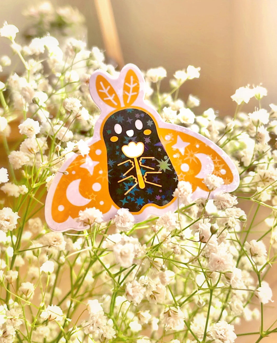 Cosmic Cute Moth Holographic Sticker Planner & Bullet Journal, Kawaii ...