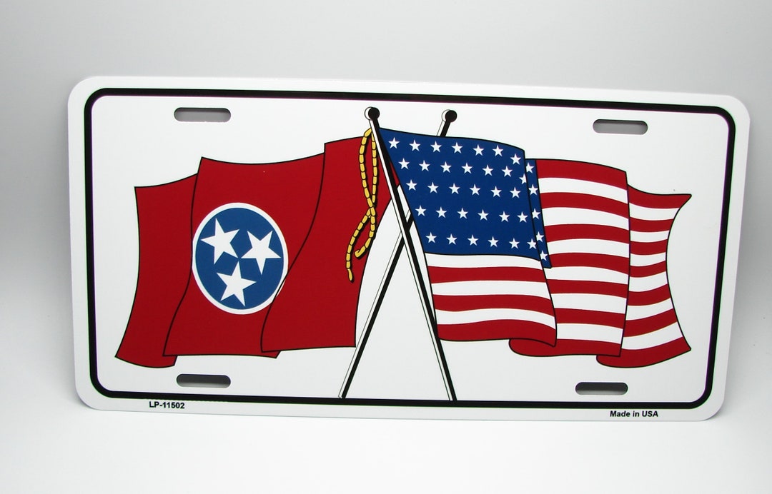 TENNESSEE STATE FLAG and American Waving Flag Metal Car Novelty License ...