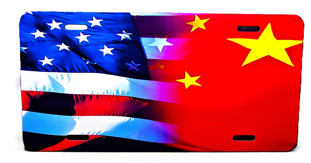 CHINA Flag CHINESE AMERICAN Flag Metal Car Novelty License Plate Auto ...