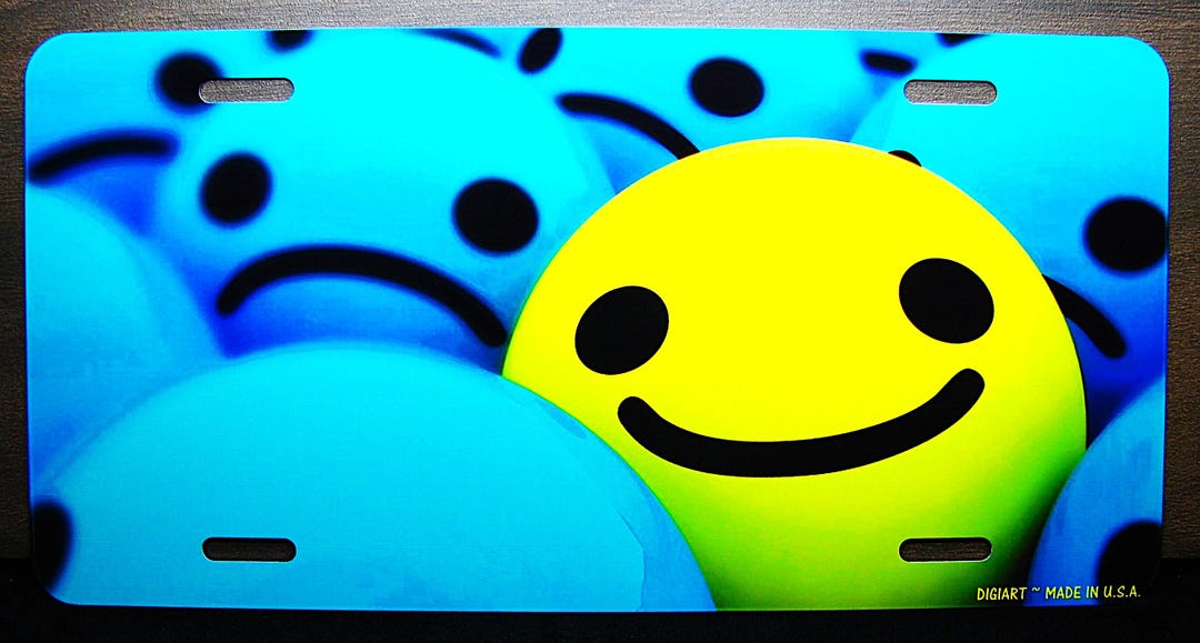 SMILEY Emoji HAPPY FACE Emoticon Metal Car Novelty License Plate Auto ...
