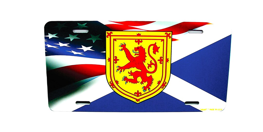 SCOTLAND, SCOTTISH AMERICAN Flag Metal Car Novelty License Plate. St ...