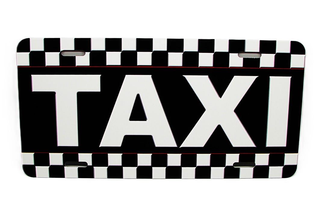 TAXICAB Metal Car Novelty License Plate Auto Tag. CABS, Taxis, Checkers ...