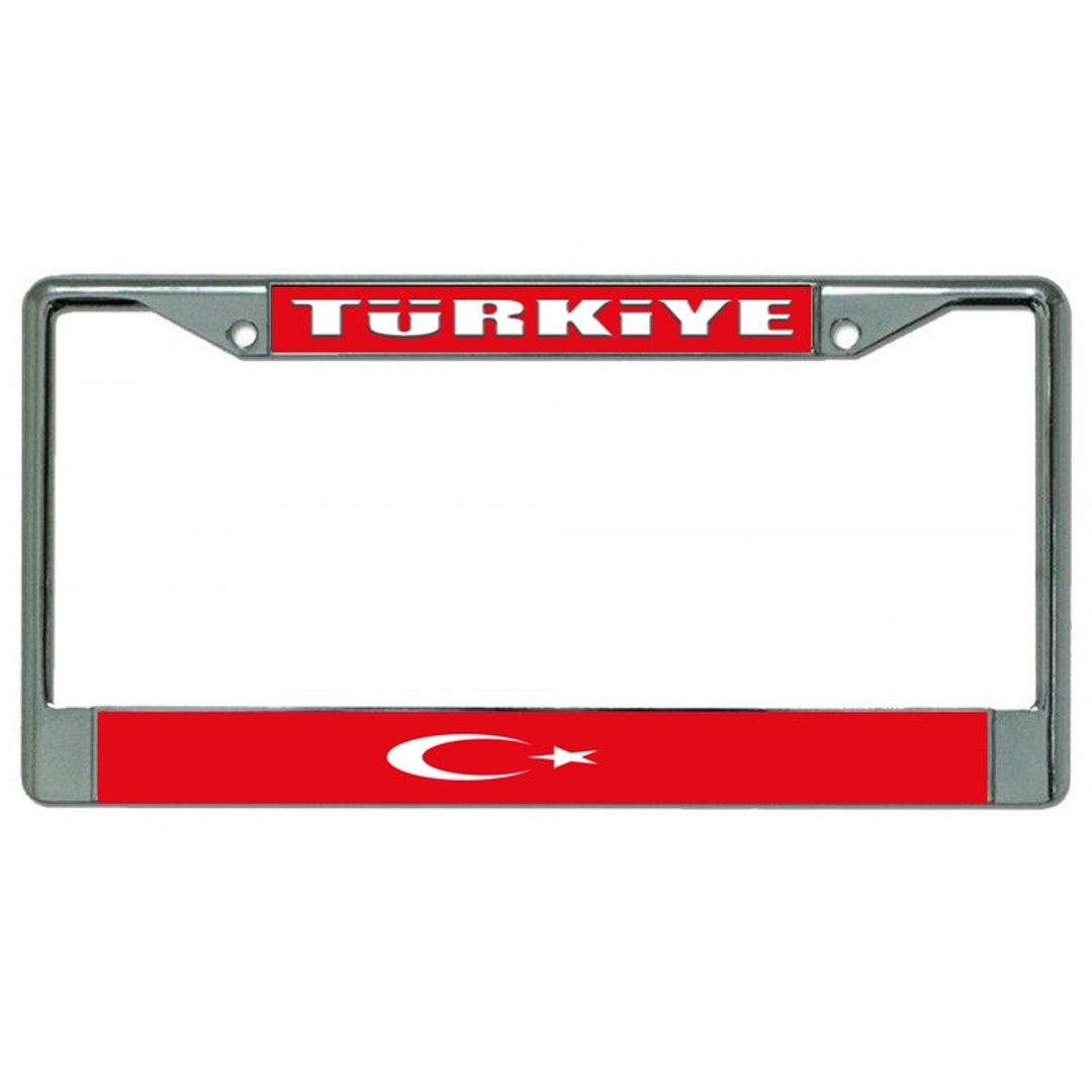 TURKISH TURKIYE FLAG Chrome Metal Car License Plate Frame - Etsy