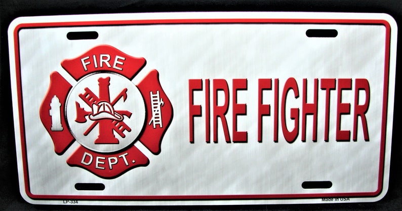 FIREFIGHTER FIRE RESCUE Fire Department Metal Car License - Etsy