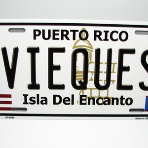 VIEQUES PUERTO RICO Isla Del Encanto Metal Car Novelty License Plate ...