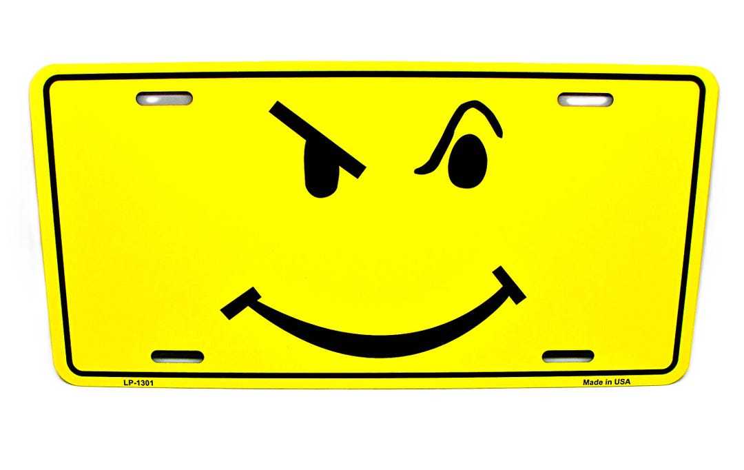 Defiant SMILEY Emoji HAPPY FACE Emoticon Metal Car Novelty License ...