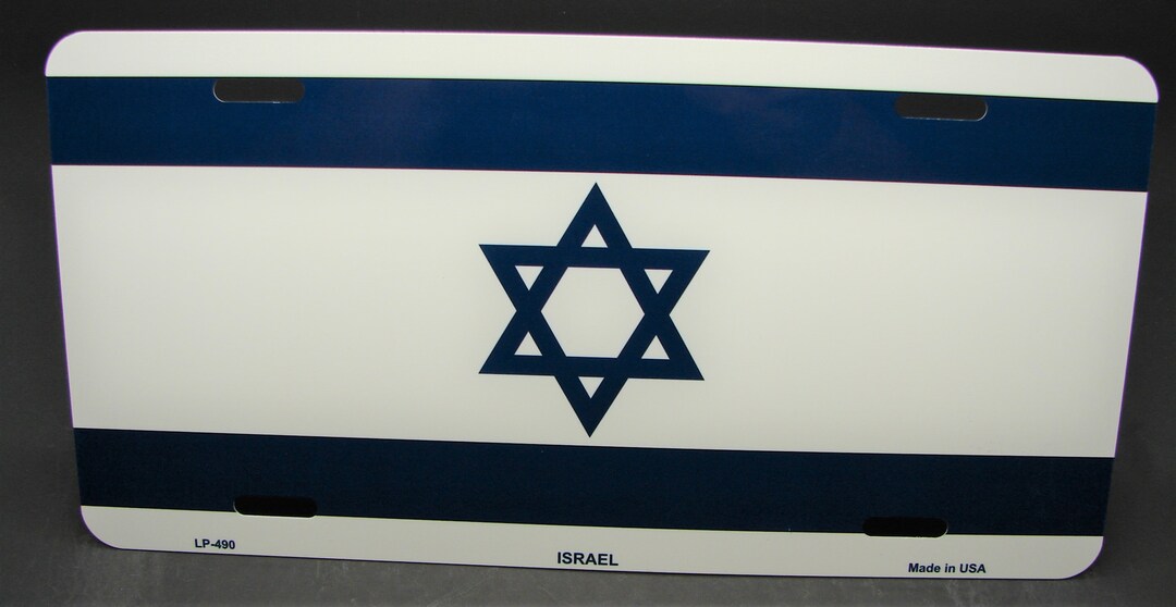 ISRAEL ISRAELI FLAG Star of David Metal Novelty Car License Plate Auto ...