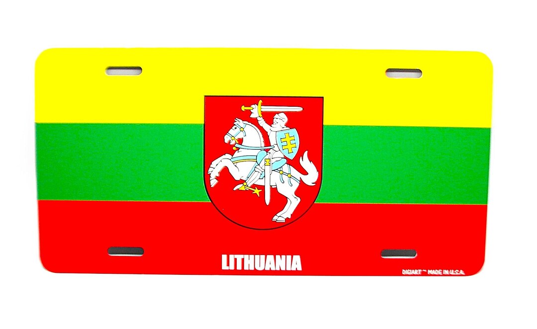 LITHUANIA, LITHUANIAN FLAG Coat of Arms Metal Car Novelty License Plate ...