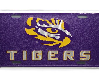 LSU Tigers Chevron Stripedlicense Plate / Car Tag NCAA - Etsy