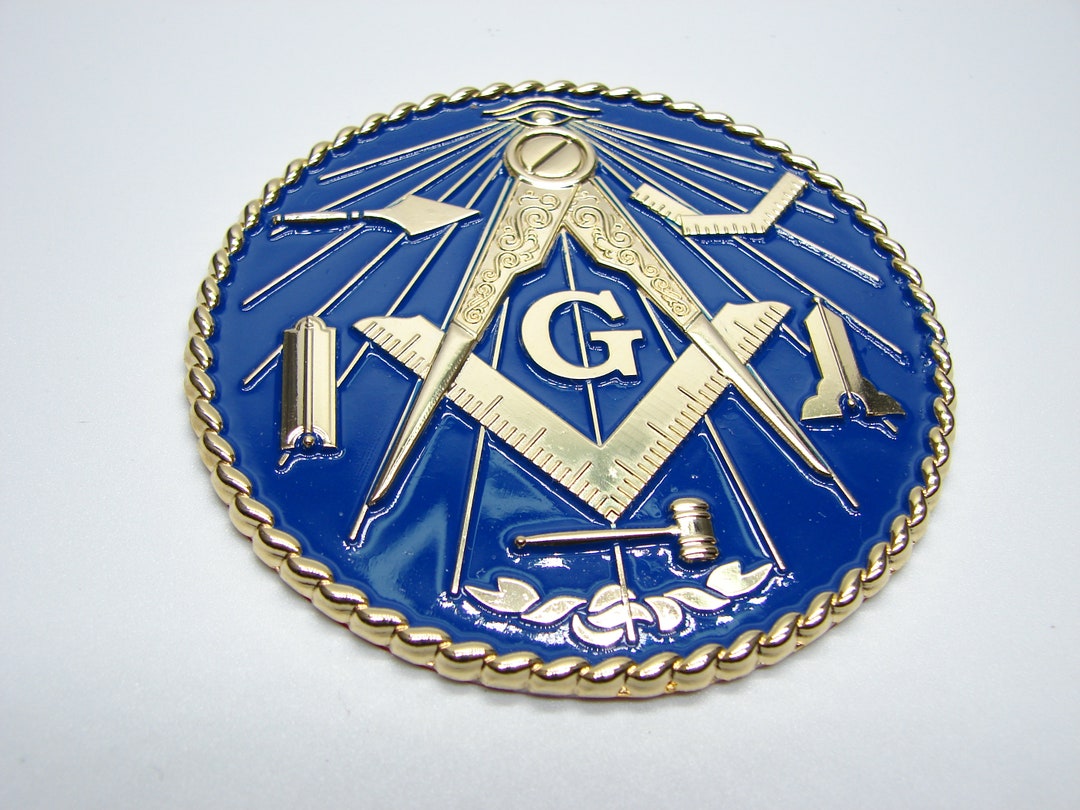 FREEMASON MASONIC 3D Car Emblem Heavy Duty Alloy Blue Enamel Gold Color ...