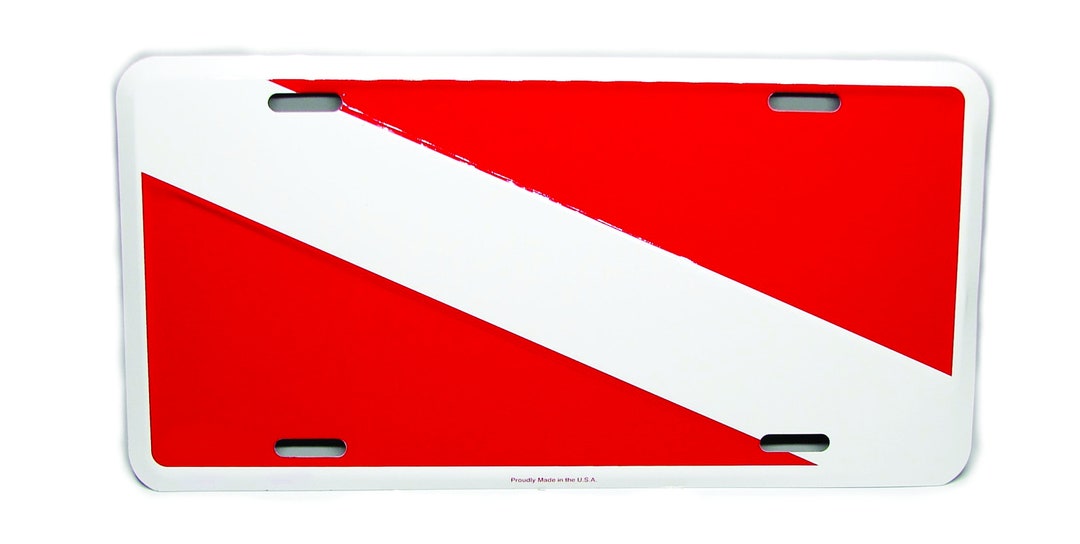 SCUBA DIVE Flag 3D EMBOSSED Metal Car Novelty License Plate Auto Tag ...