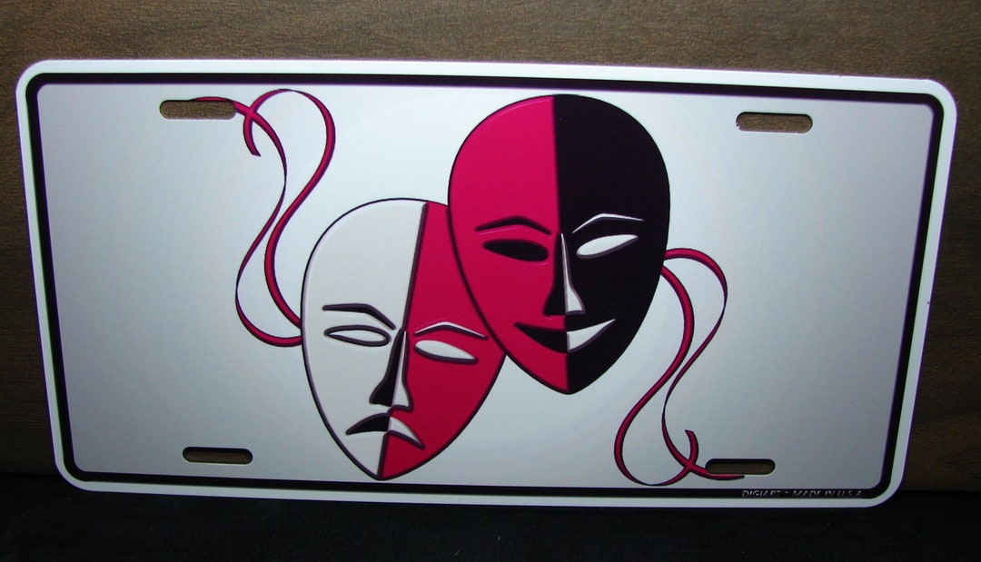 DRAMA THEATER MASK Metal Car License Plate Auto Tag - Etsy
