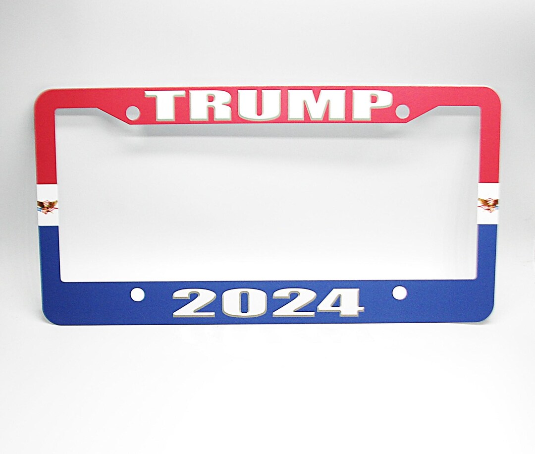 MAGA TRUMP 2024 American Flag Colors Aluminum Cover FRAME for Car ...