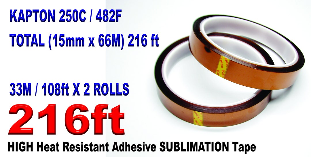 2-ROLL KAPTON High TEMPERTURE Heat Resistant Sublimation Tape 15mm X66m ...