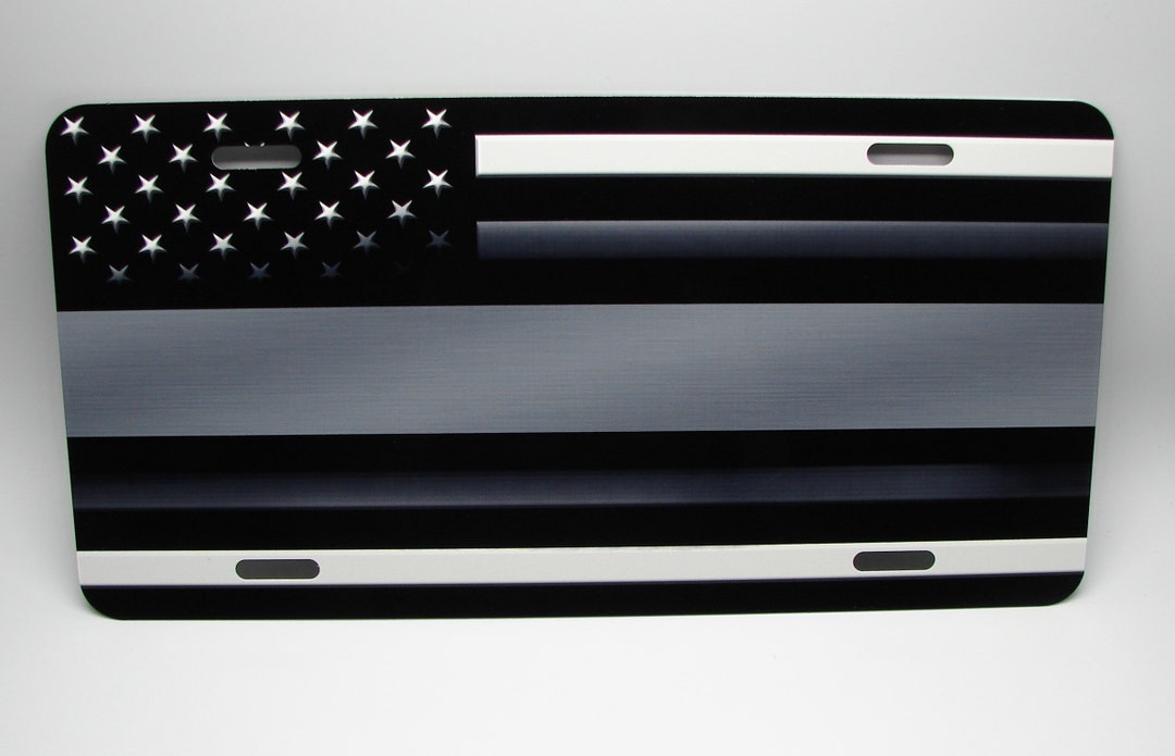 AMERICAN TACTICAL FLAG Thin Silver Line Corrections Metal Car Novelty ...