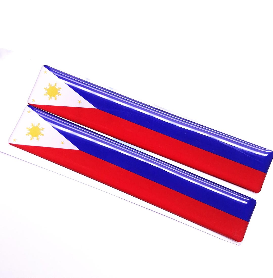 FILIPINO PHILIPPINES FLAG 3D Epoxy Car Emblem Decal Sticker Set (2 ...
