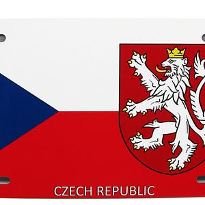 CZECH REPUBLIC FLAG and Coat of Arms Metal Car Novelty License Plate ...