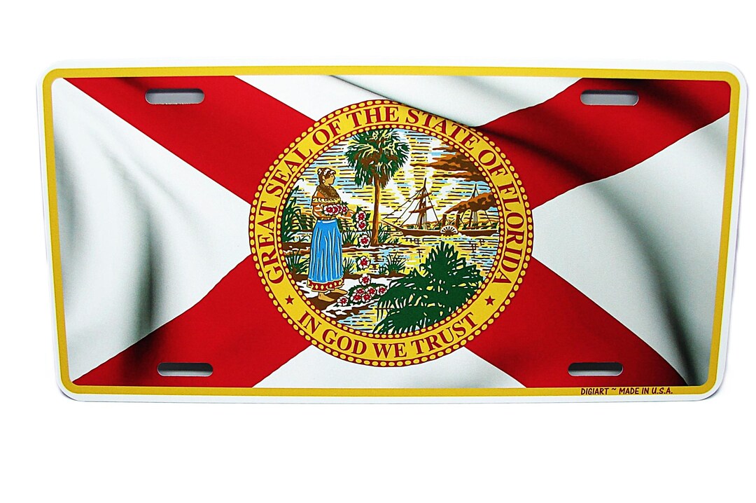 FLORIDA STATE Waving FLAG Metal Car Novelty License Plate Auto Tag - Etsy