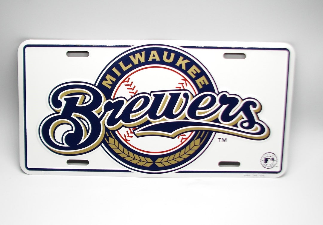 Officially Licensed MLB Milwaukee Brewers 3D EMBOSSED Metal Car Novelty ...