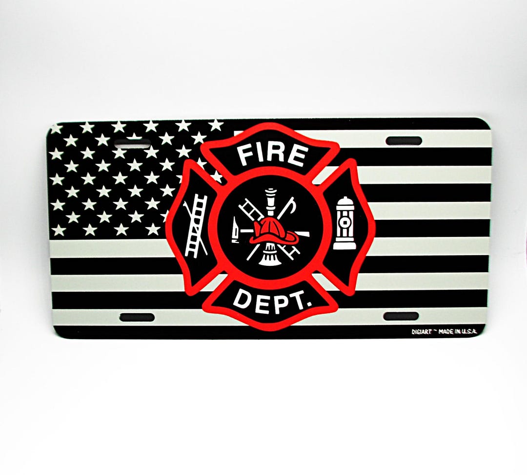 FIREFIGHTER, FIRE RESCUE, Fire Department Metal Car Novelty License ...