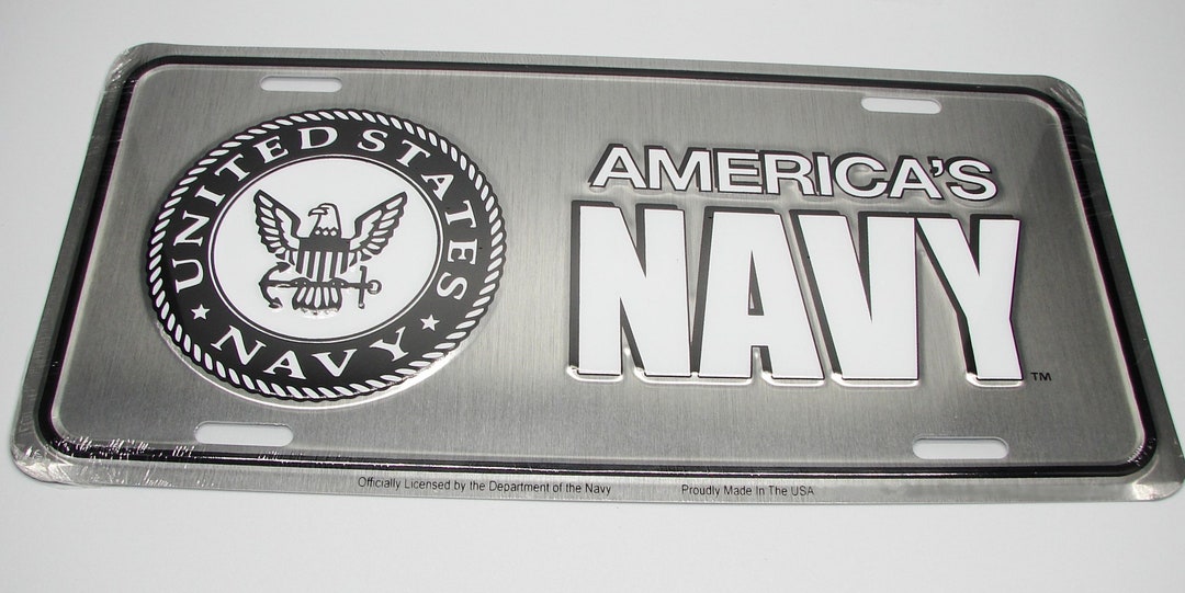 USN U.S. Navy United States Navy 3D EMBOSSED Metal Car NOVELTY License ...