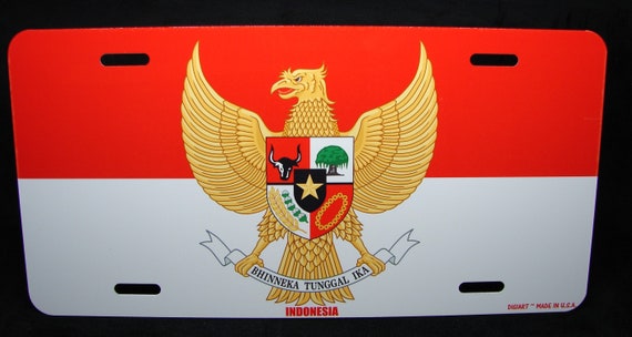 INDONESIAN INDONESIA FLAG With Coat of Arms Metal Car License - Etsy