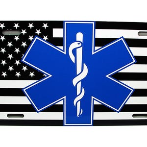 EMT EMS LOGO American Tactical Flag Metal Car Novelty License Plate ...