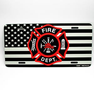 FIREFIGHTER, FIRE RESCUE, Fire Department Metal Car Novelty License ...