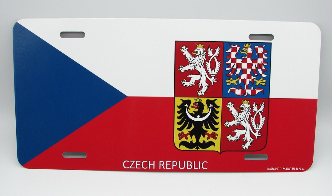 CZECH REPUBLIC FLAG and Coat of Arms Metal Car Novelty License Plate ...