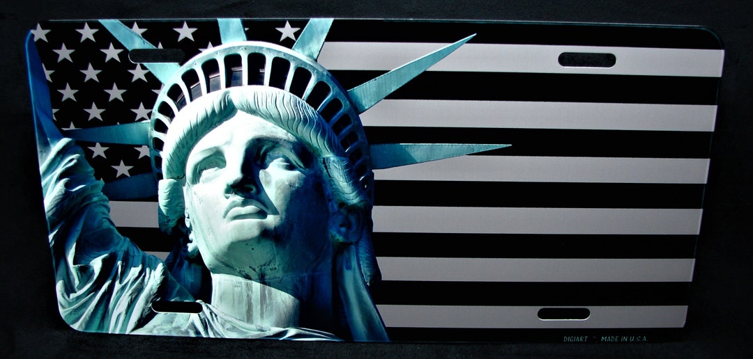 AMERICAN Tactical FLAG Statue of Liberty Metal Car License Plate Auto ...