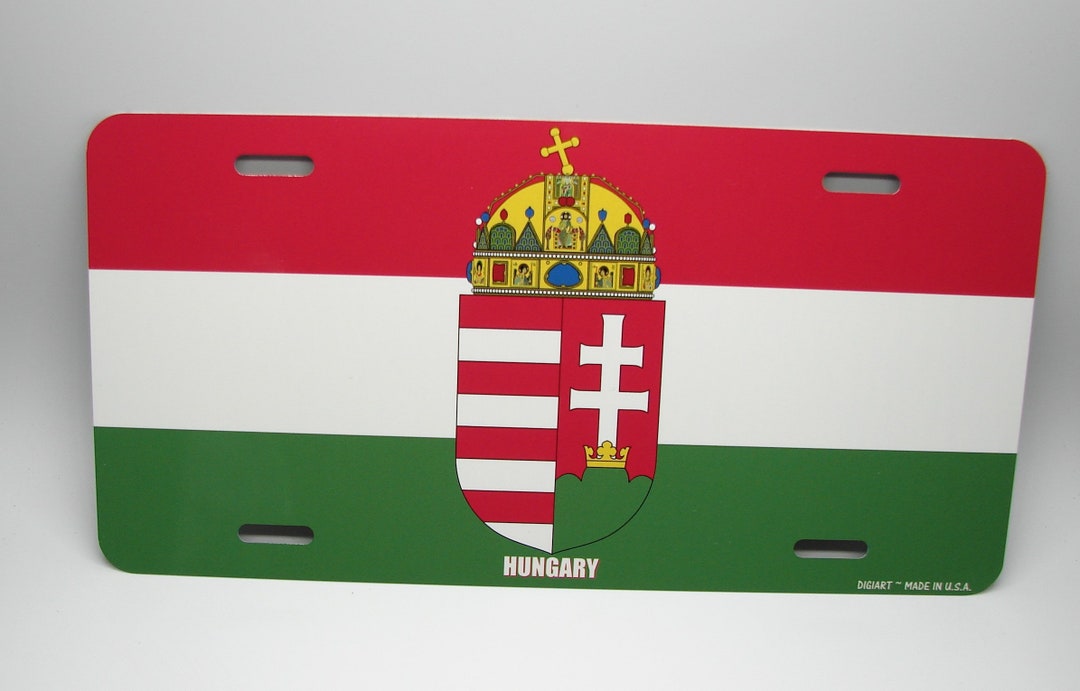 HUNGARIAN HUNGARY FLAG Coat of Arms Metal Car Novelty License Plate ...