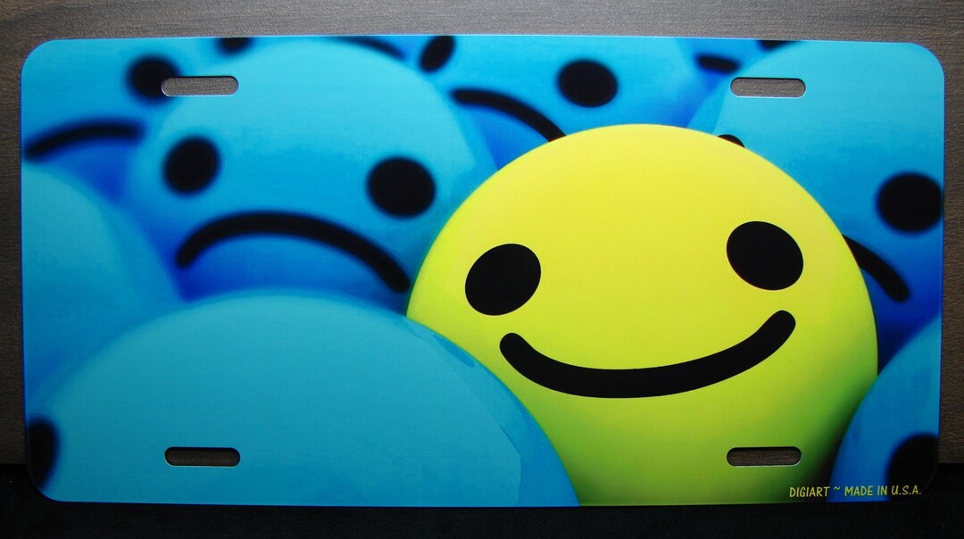 SMILEY Emoji HAPPY FACE Emoticon Metal Car Novelty License Plate Auto ...