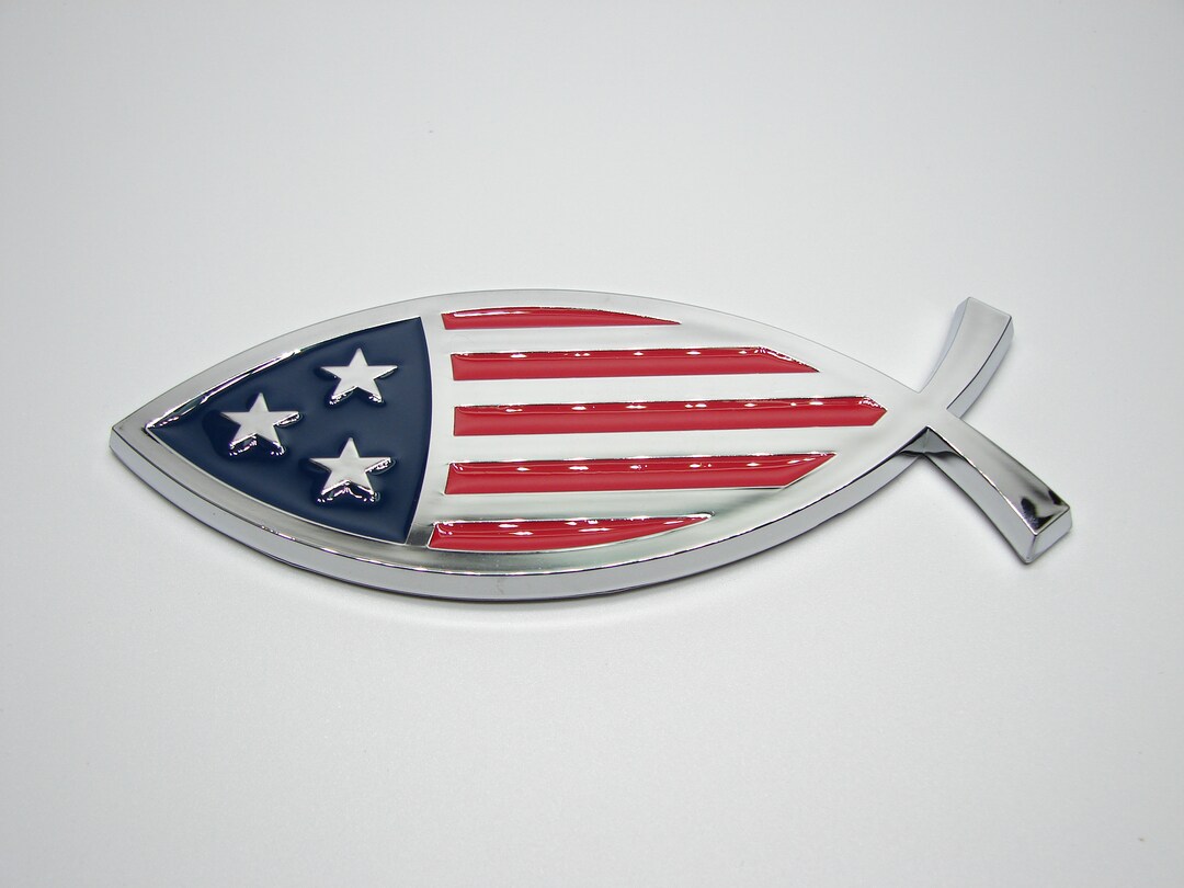 American CHRISTIAN JESUS FISH American Flag Religious 3D Emblem Sticker ...