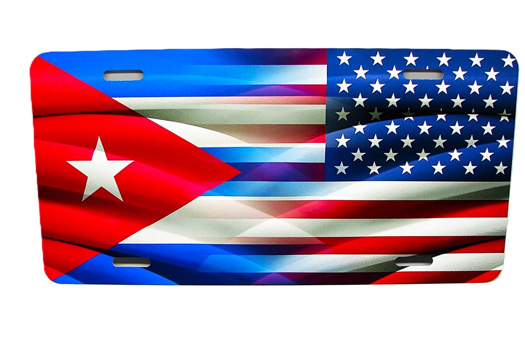 CUBA, Cuban AMERICAN Waving FLAG Metal Car Novelty License Plate Auto ...