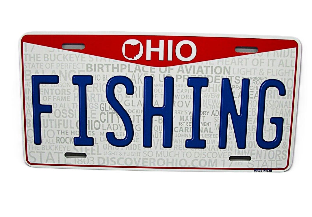 OHIO State FISHING Metal Car Novelty License Plate Auto Tag. OHIO State ...