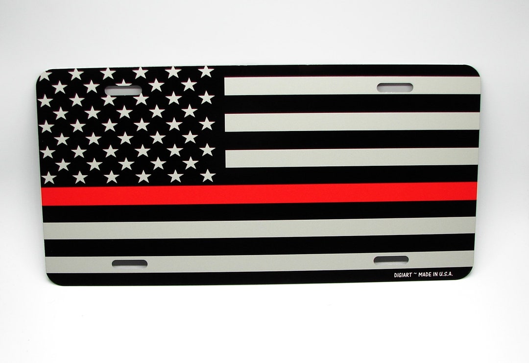 AMERICAN TACTICAL FLAG Thin Red Line Firefighters Metal Car Novelty ...