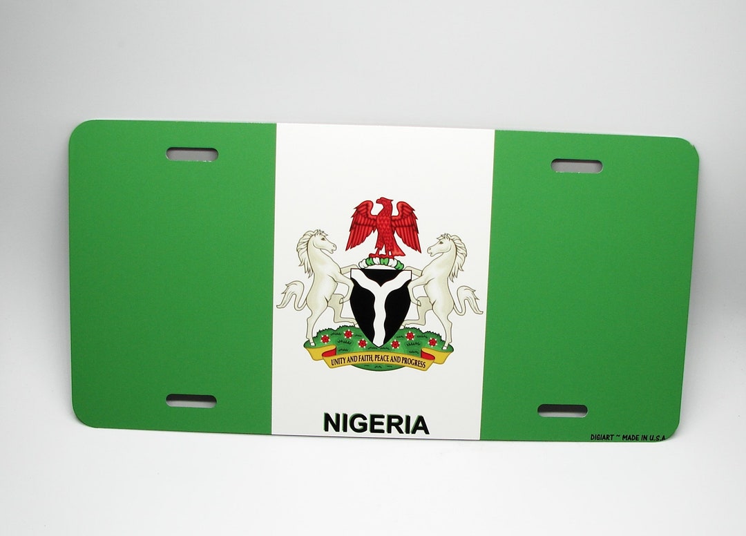 NIGERIA NIGERIAN FLAG With Coat of Arms Metal Car Novelty License Plate ...