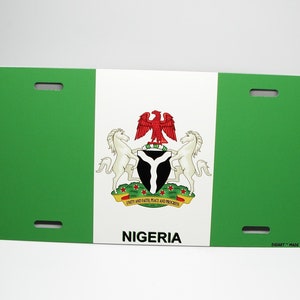 NIGERIA NIGERIAN FLAG With Coat of Arms Metal Car Novelty License Plate ...