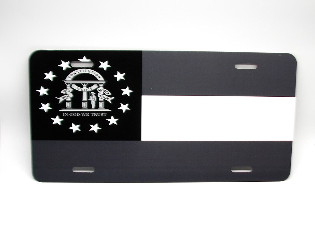 Tactical GEORGIA STATE FLAG Black and White Format Metal Car Novelty ...