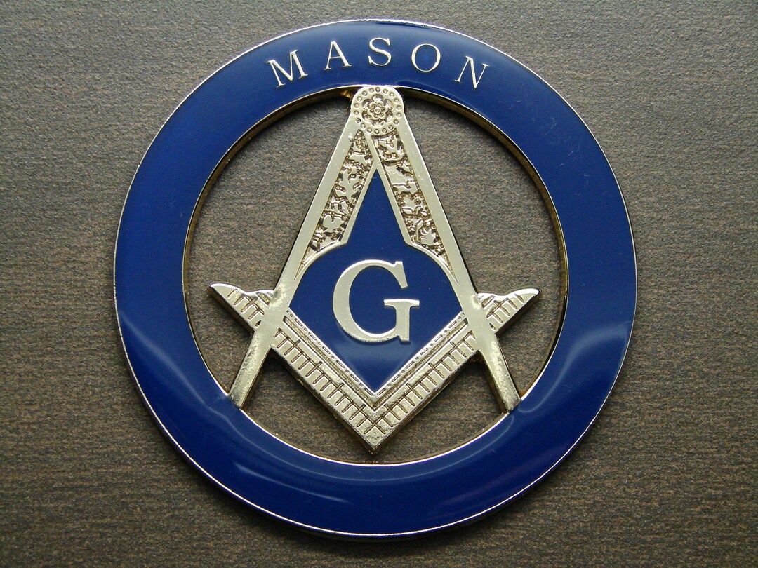 FREEMASON MASONIC 3D Car Emblem Heavy Duty Alloy Blue Enamel Gold Color ...